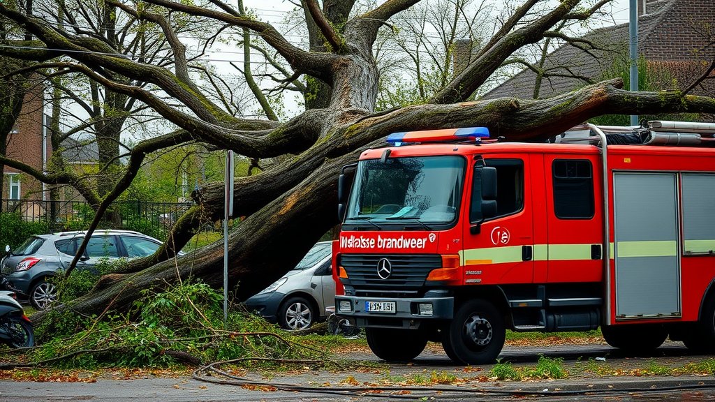 Bomen omgewaaid in Tilburg door harde wind